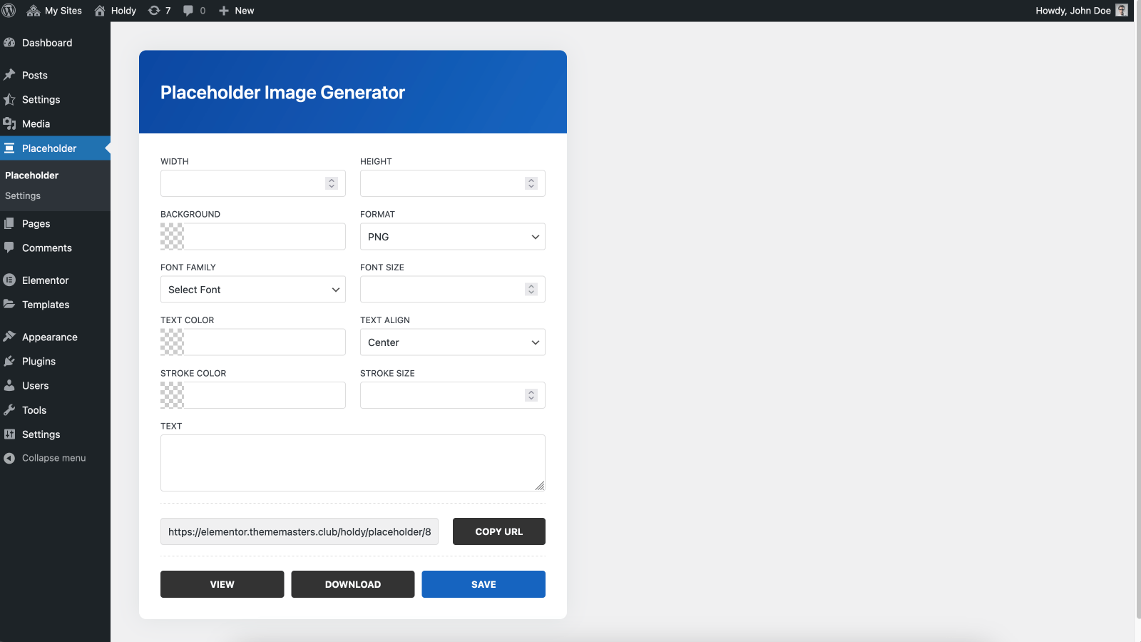 Holdy - Placeholder Image Generator & Widgets For Elementor by egemenerd