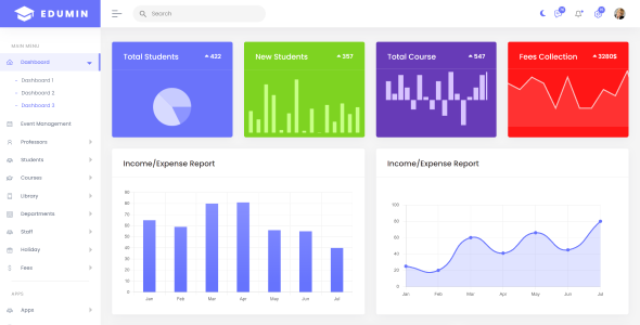 EduMin - Vite Education Admin Dashboard Template by dexignlabs ...