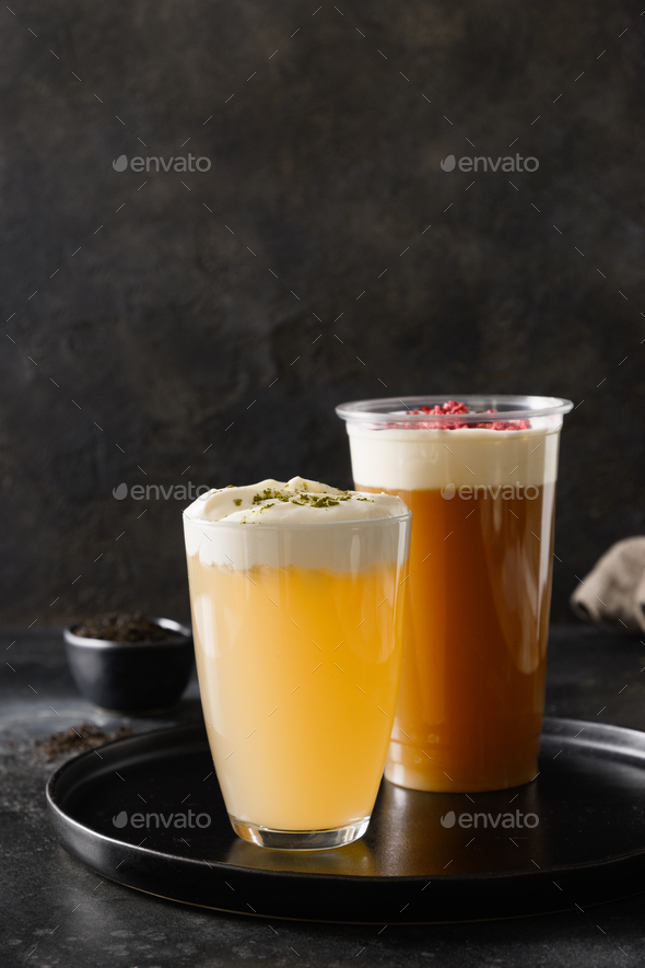 Cheese tea made with whipped cream cheese foam. Stock Photo by Svetlana ...