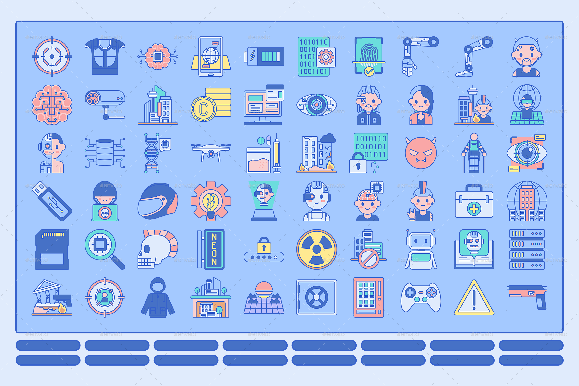 60 Cyberpunk Icons | Indigo Series, Icons | GraphicRiver