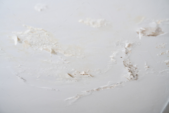 Moisture or saltpeter on the wall and ceiling. Stock Photo by FabianMontano