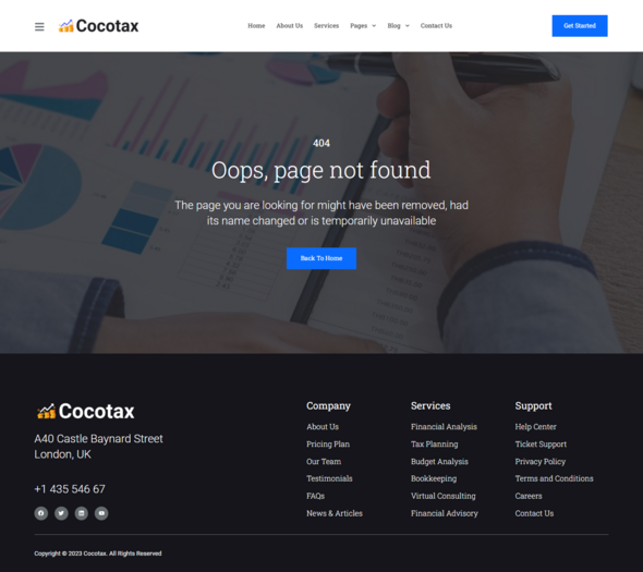 Cocotax - Accounting & Finance Consulting Elementor Pro Template Kit by ...