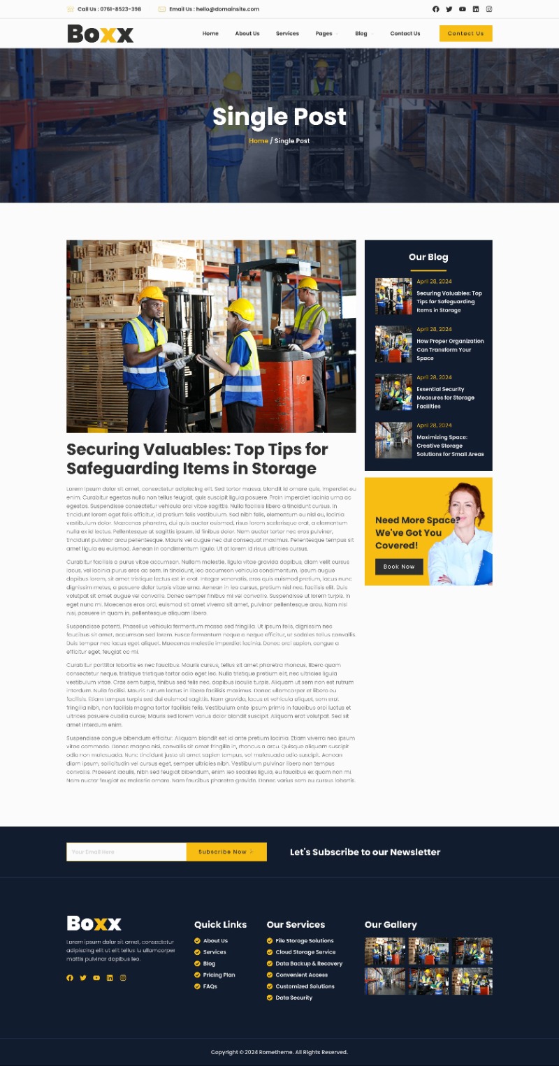 Boxx - Storage Services Company Elementor Template Kit by Rometheme