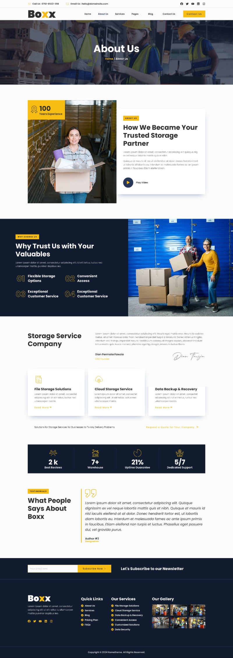 Boxx - Storage Services Company Elementor Template Kit by Rometheme