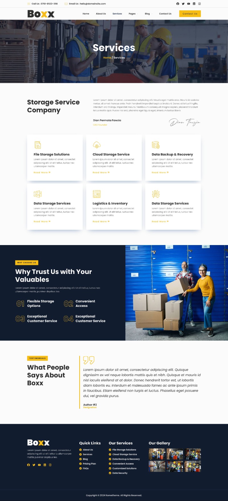 Boxx - Storage Services Company Elementor Template Kit by Rometheme