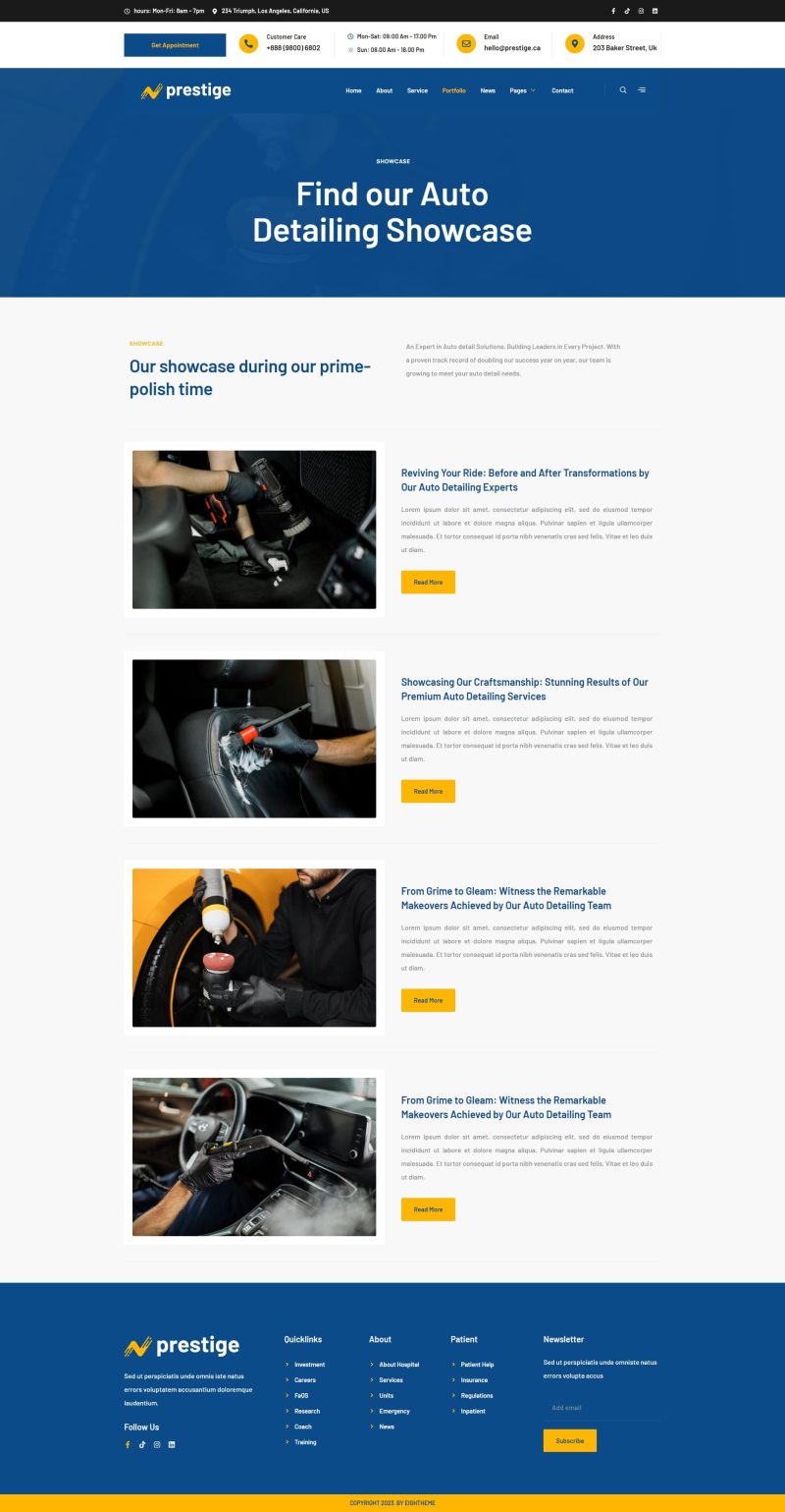 Prestige - Car Repair & Auto Detailing Service Elementor Template Kit ...