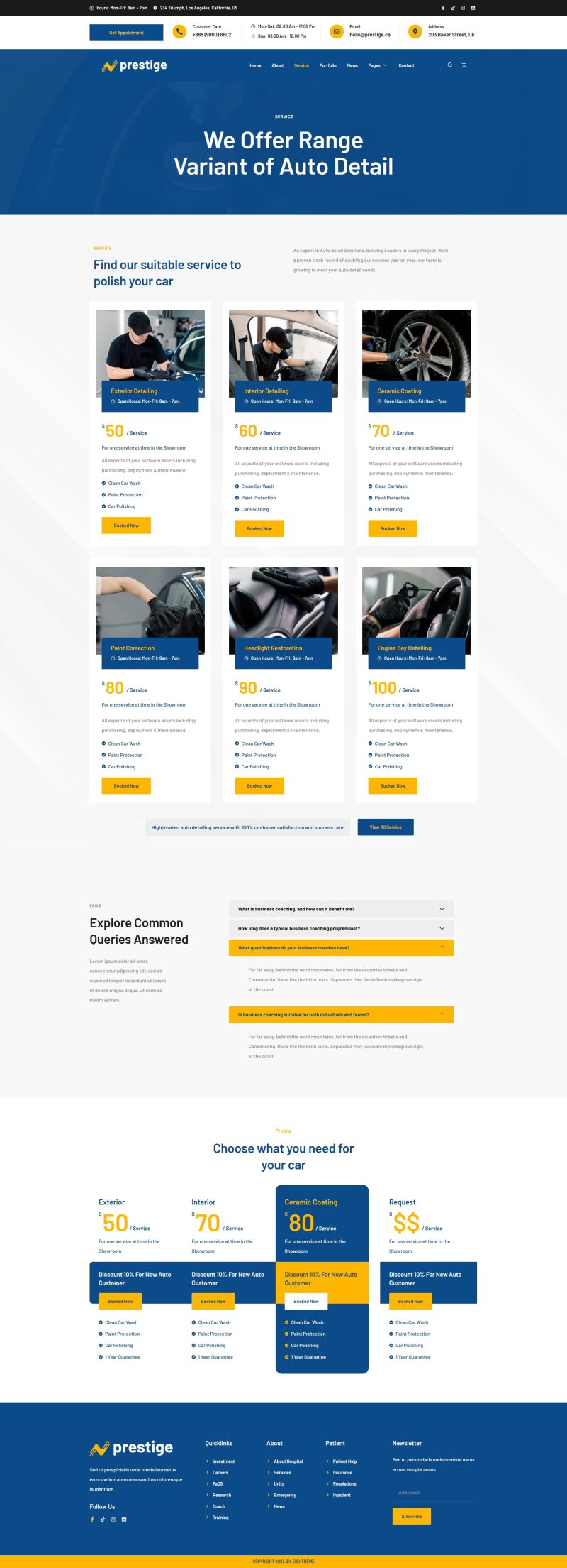 Prestige - Car Repair & Auto Detailing Service Elementor Template Kit ...