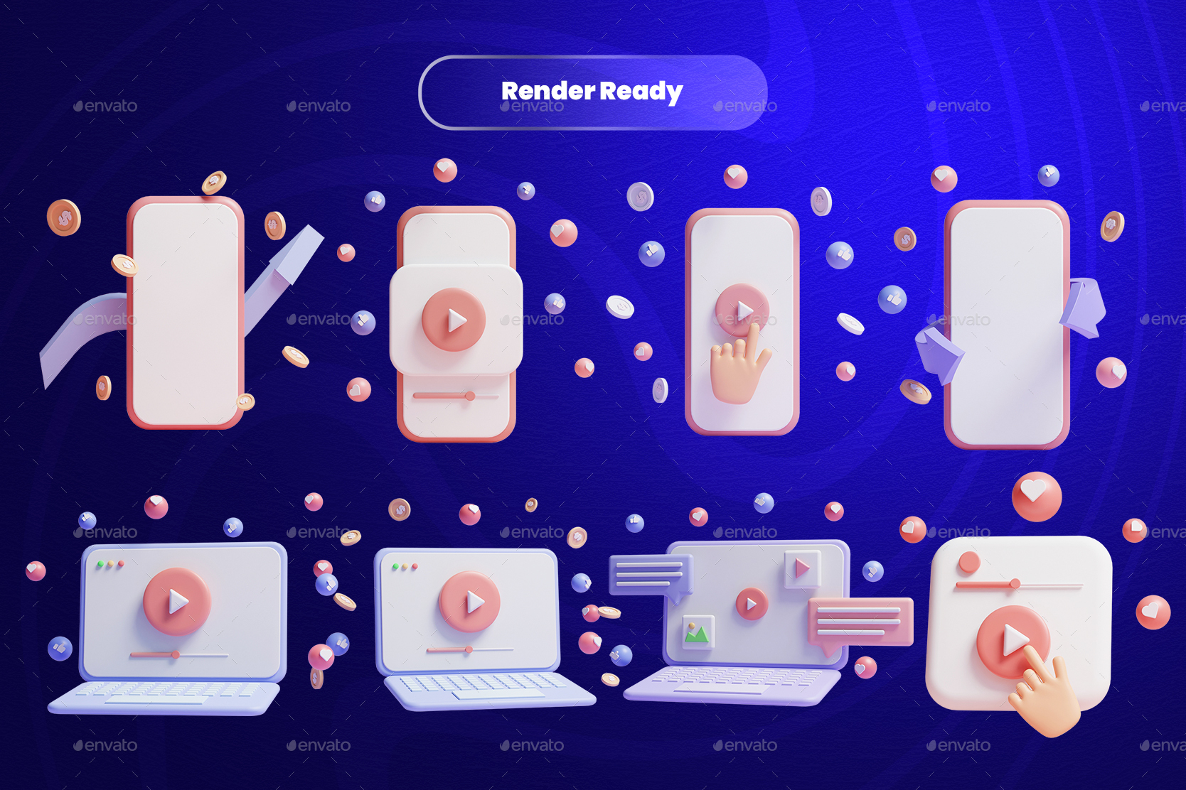 Social Media 3d Illustration Icon Pack, Graphics | GraphicRiver