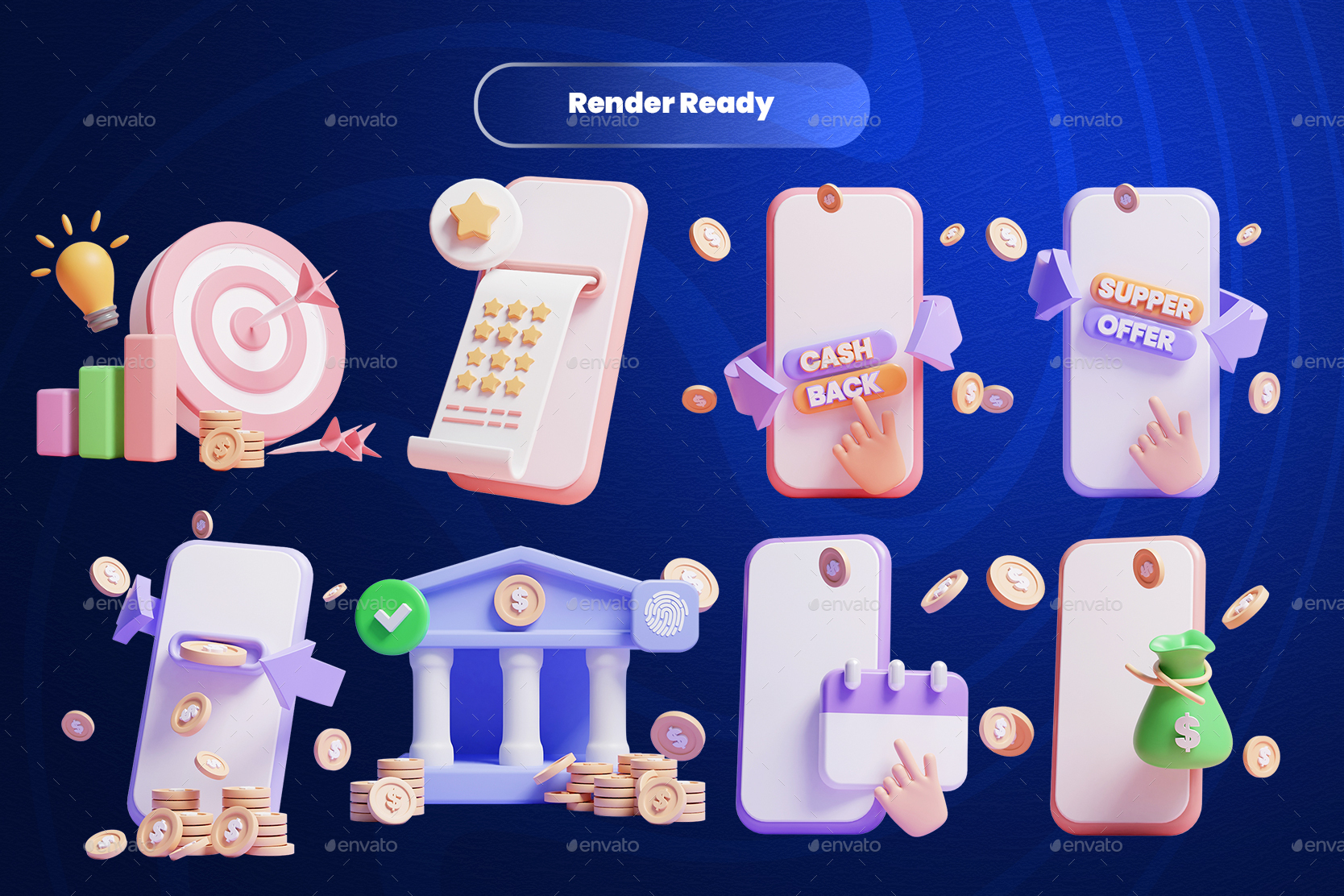 Money saving 3d Illustration Icon Pack-2, Graphics | GraphicRiver