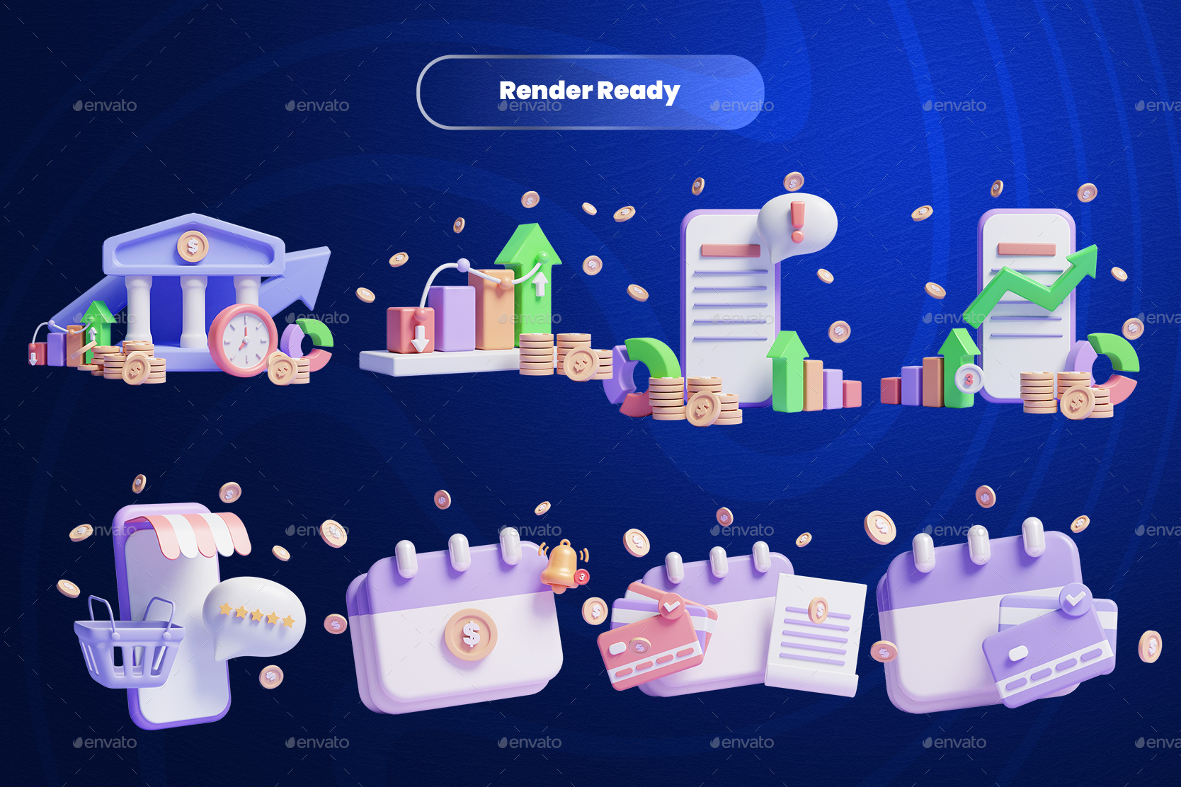 Money saving 3d Illustration Icon Pack-2, Graphics | GraphicRiver