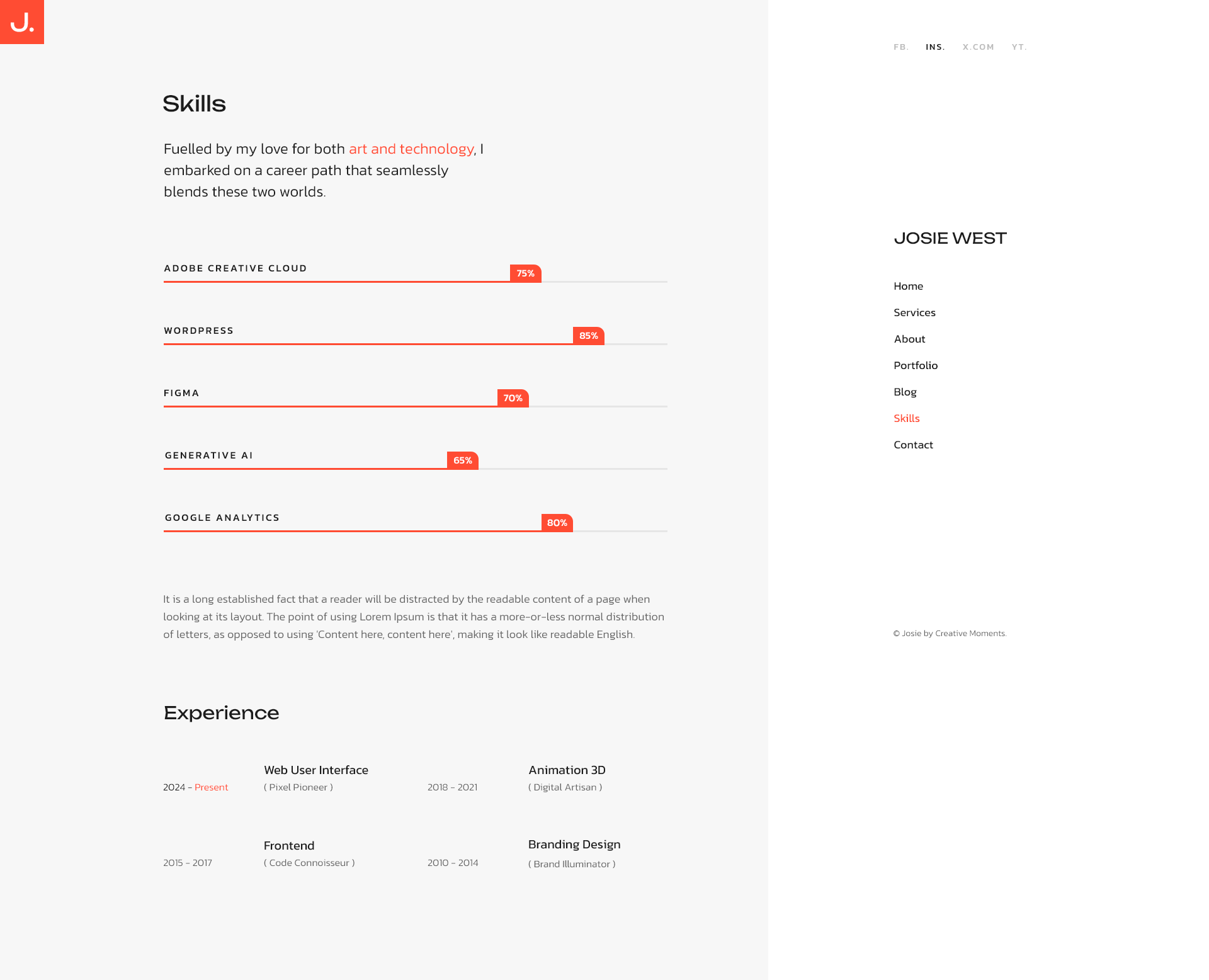 Josie - Personal Portfolio PSD Template by Creative_Moments | ThemeForest