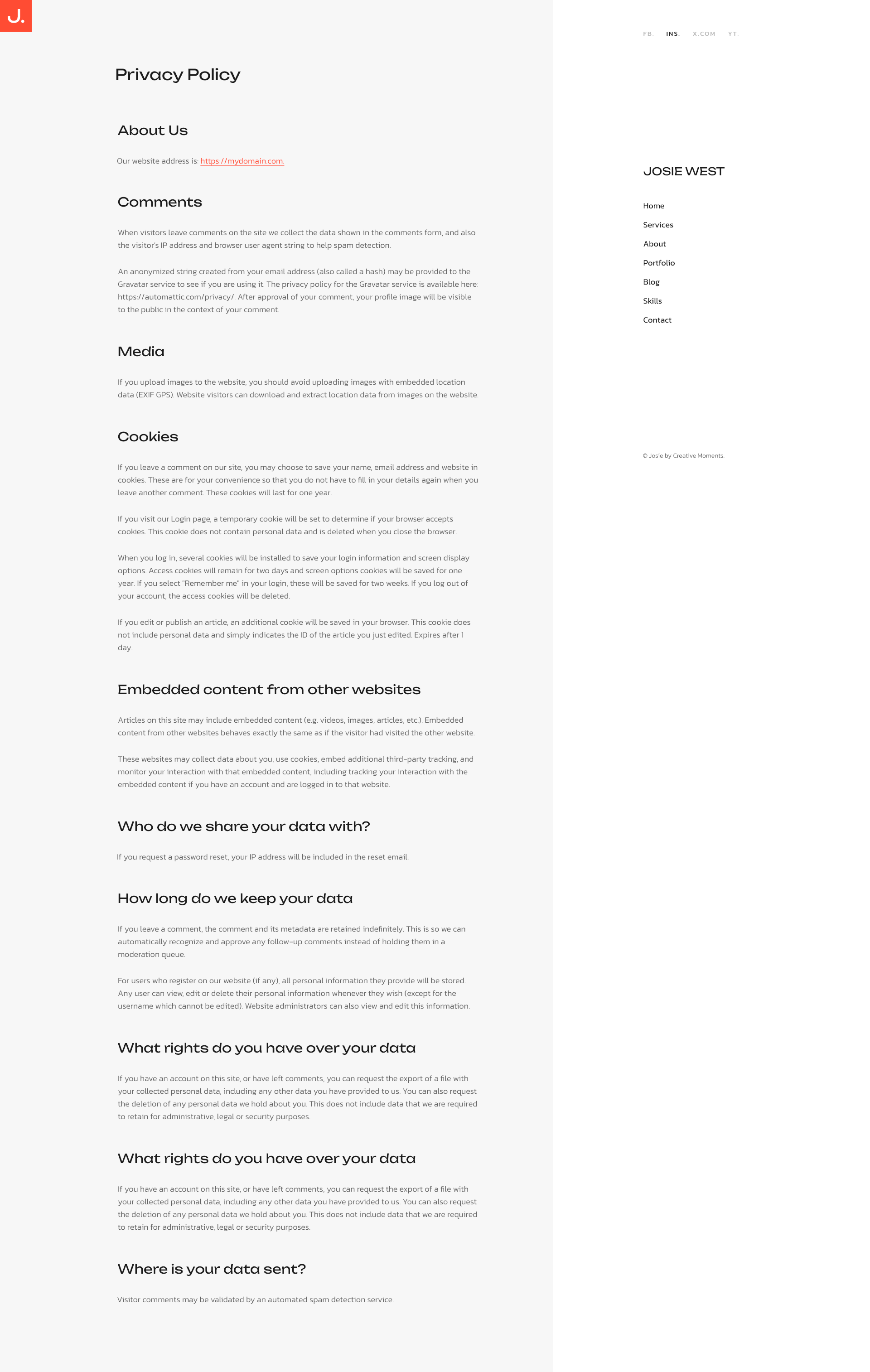 Josie - Personal Portfolio PSD Template by Creative_Moments | ThemeForest