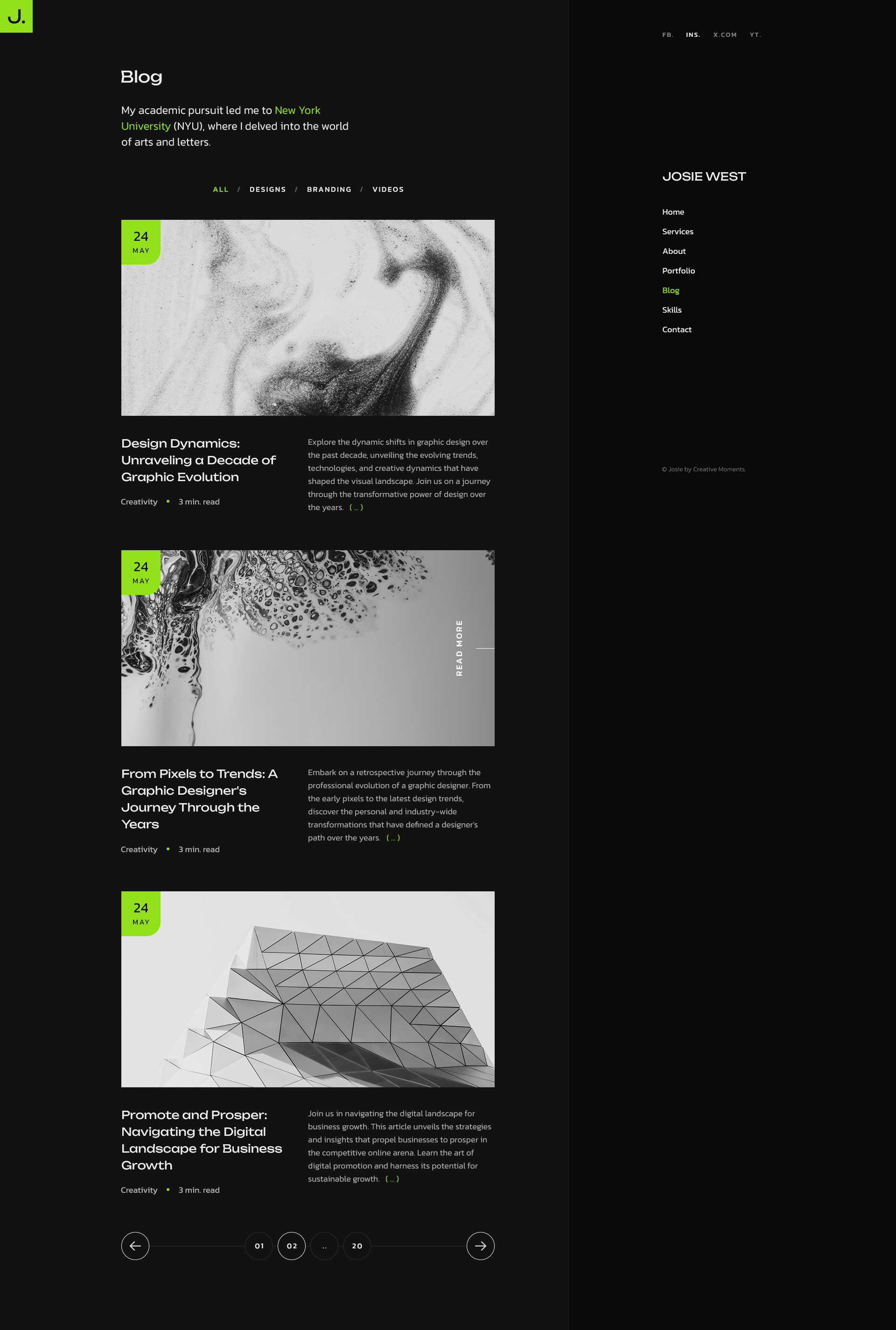 Josie - Personal Portfolio PSD Template by Creative_Moments | ThemeForest