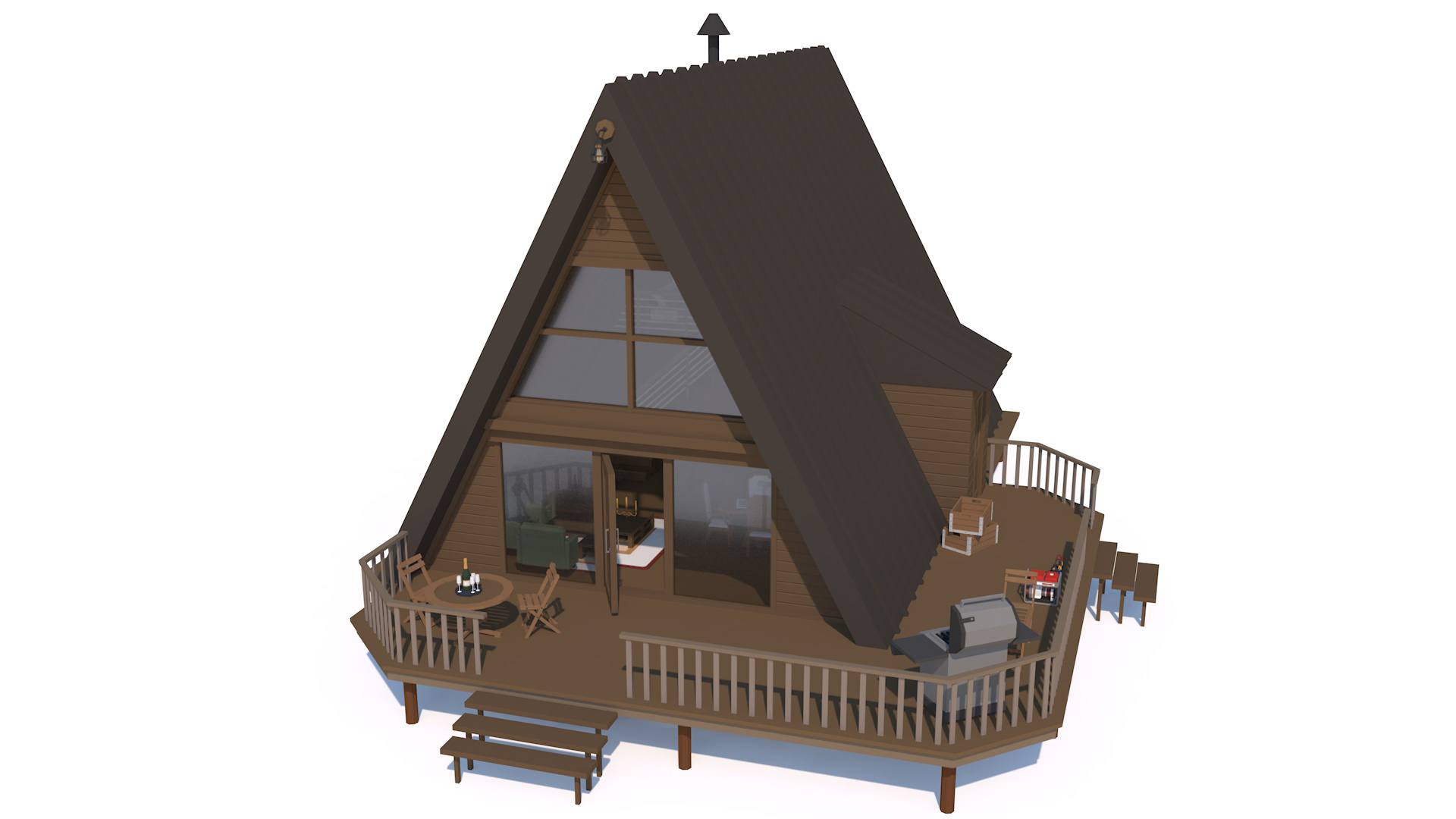 A Frame Log Cabin - Game Ready Low Poly by multimedia4d | 3DOcean