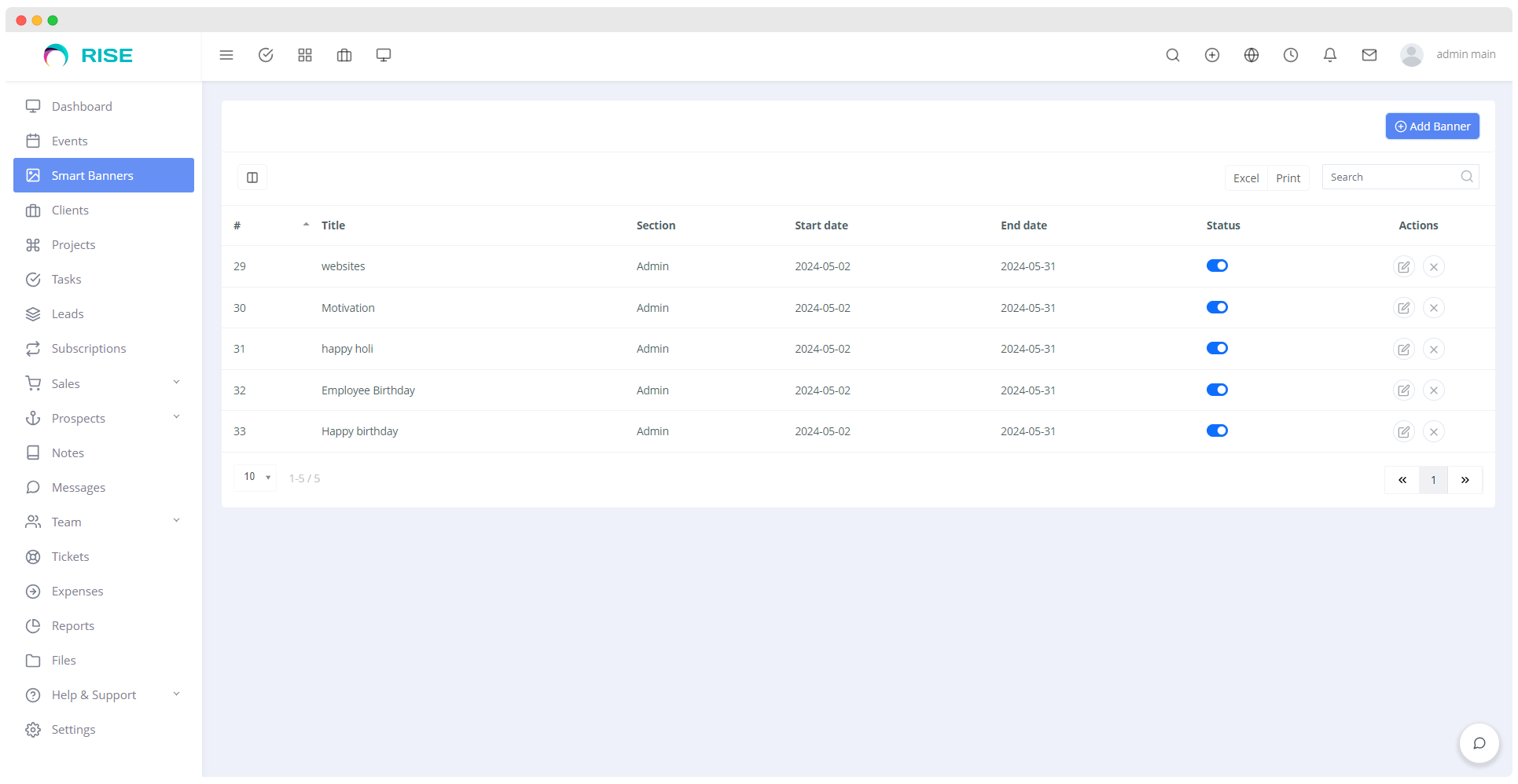 SmartBanners - Dynamic Banner Management Plugin for Rise CRM by corbitaltech