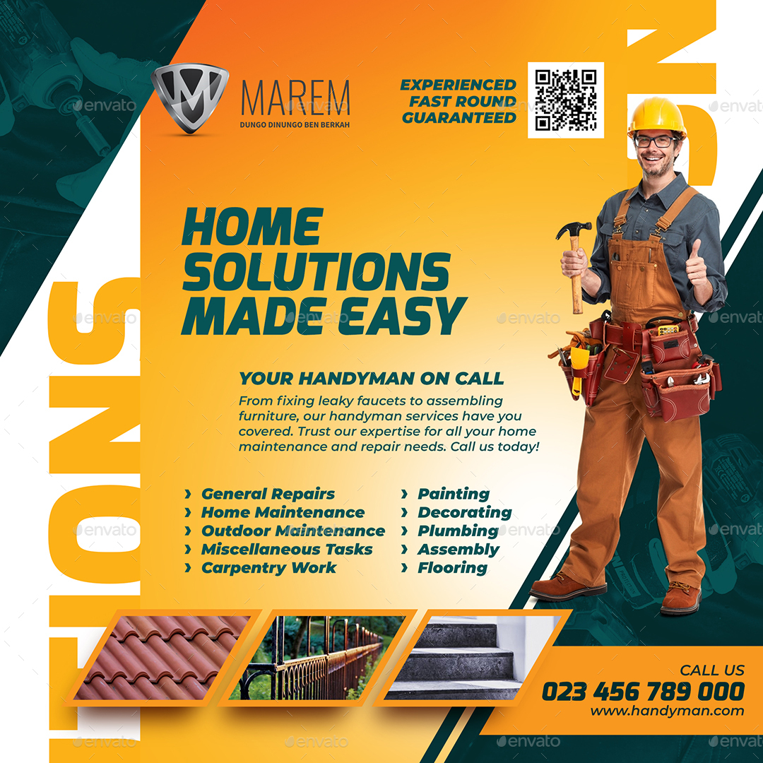 Handyman Service Flyer and Social Media, Print Templates | GraphicRiver