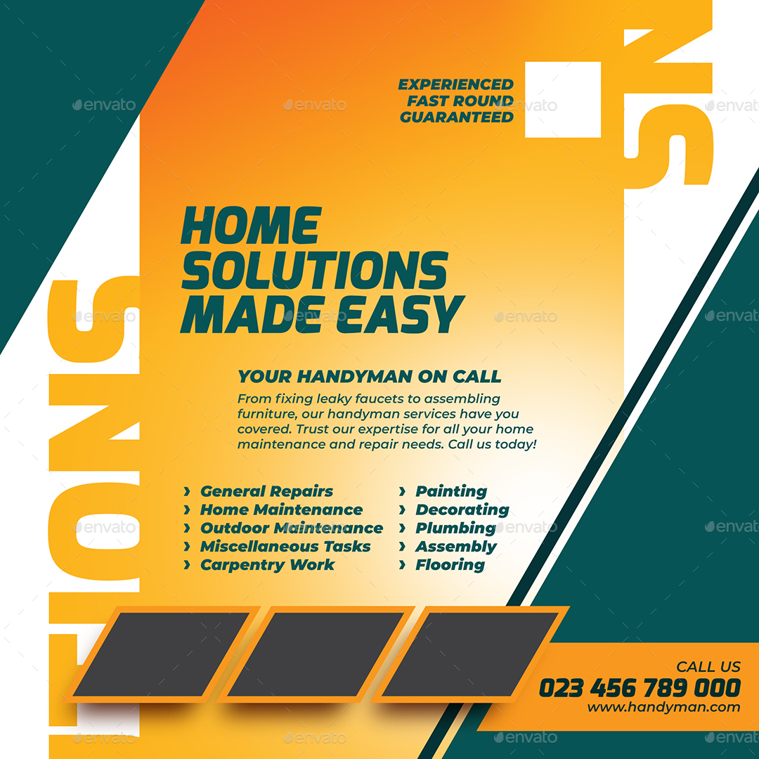 Handyman Service Flyer and Social Media, Print Templates | GraphicRiver