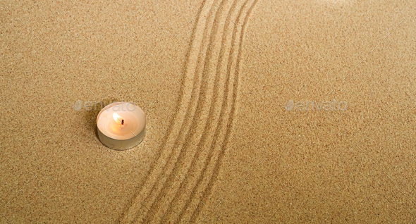 Zen Garden Candle Sand Background Japanese Balance Meditation Stock ...