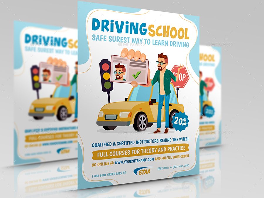 Driving School Flyer Template Vol.3, Print Templates | GraphicRiver