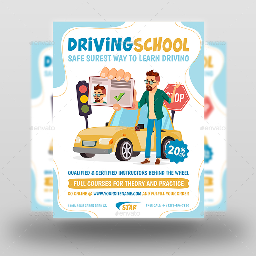 Driving School Flyer Template Vol.3, Print Templates | GraphicRiver