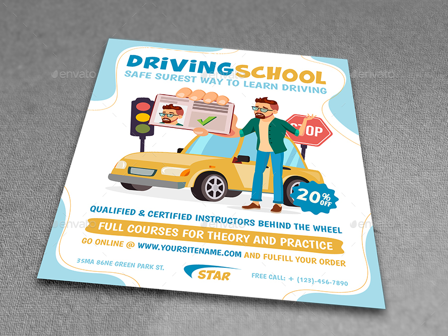 Driving School Flyer Template Vol.3, Print Templates | GraphicRiver