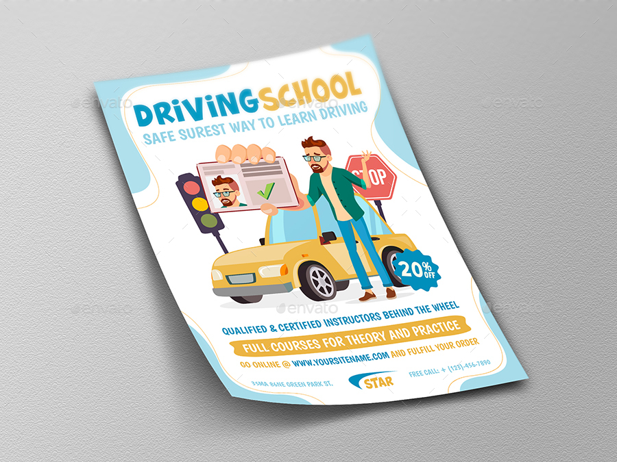 Driving School Flyer Template Vol.3, Print Templates | GraphicRiver