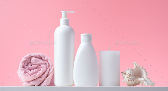 White flacon, soap dispenser and other accessories for personal hygiene ...