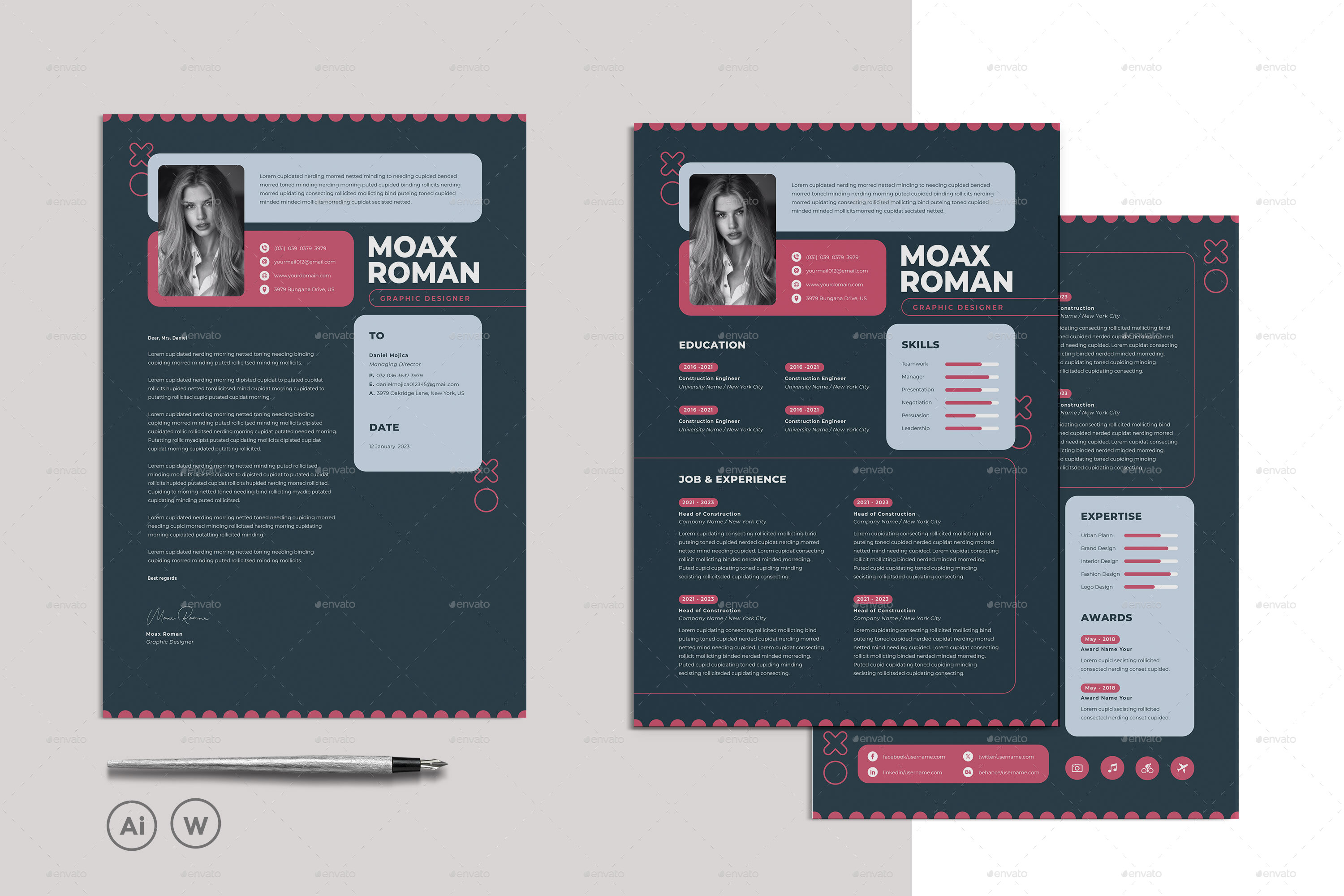 Resume Word Template, Print Templates | GraphicRiver