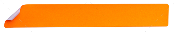 fluorescent neon orange rectangular paper sticker label isolated on ...