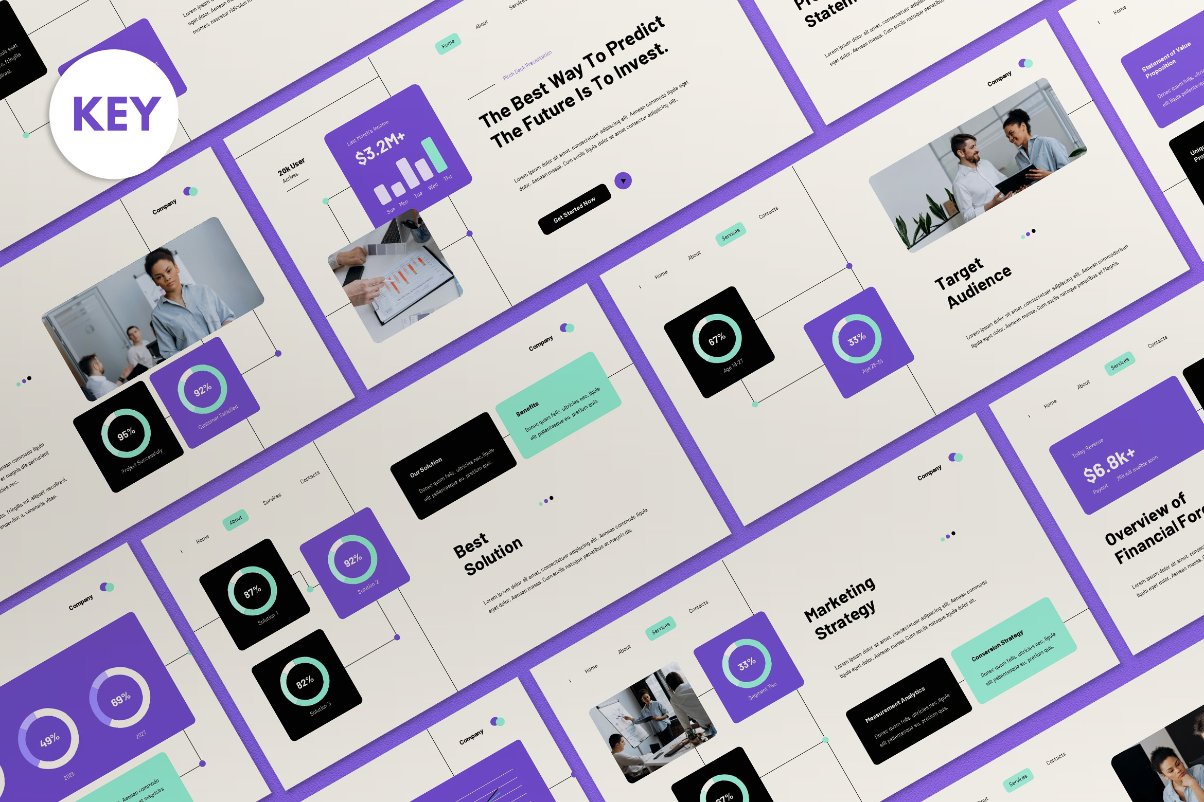 Purple Modern Pitch Deck Presentation Keynote, Presentation Templates