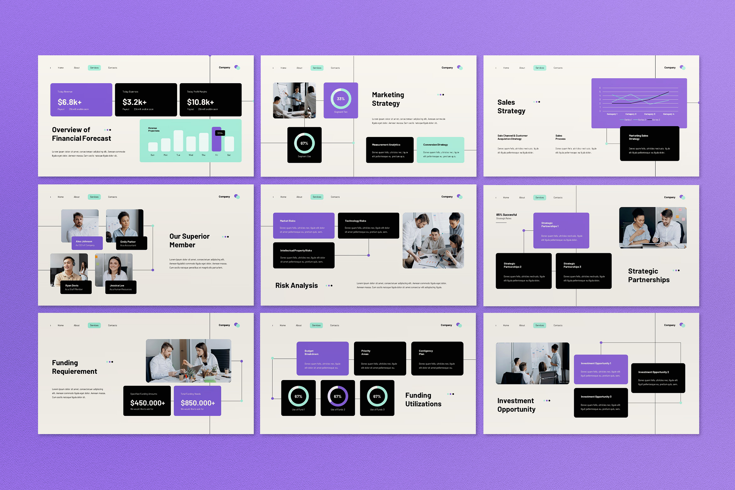 Purple Modern Pitch Deck Presentation PPT, Presentation Templates ...