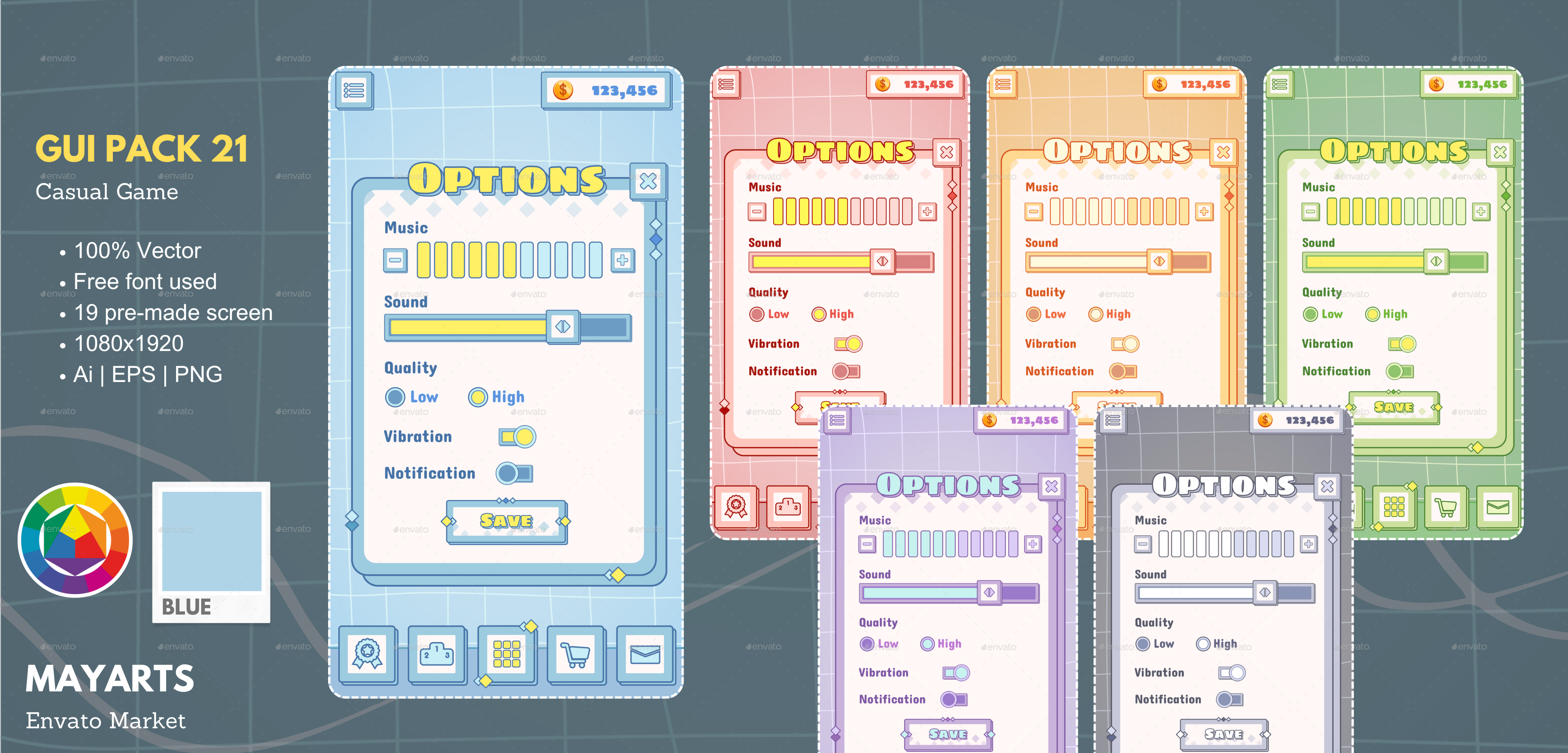 Casual Game - GUI Pack 21, Game Assets | GraphicRiver