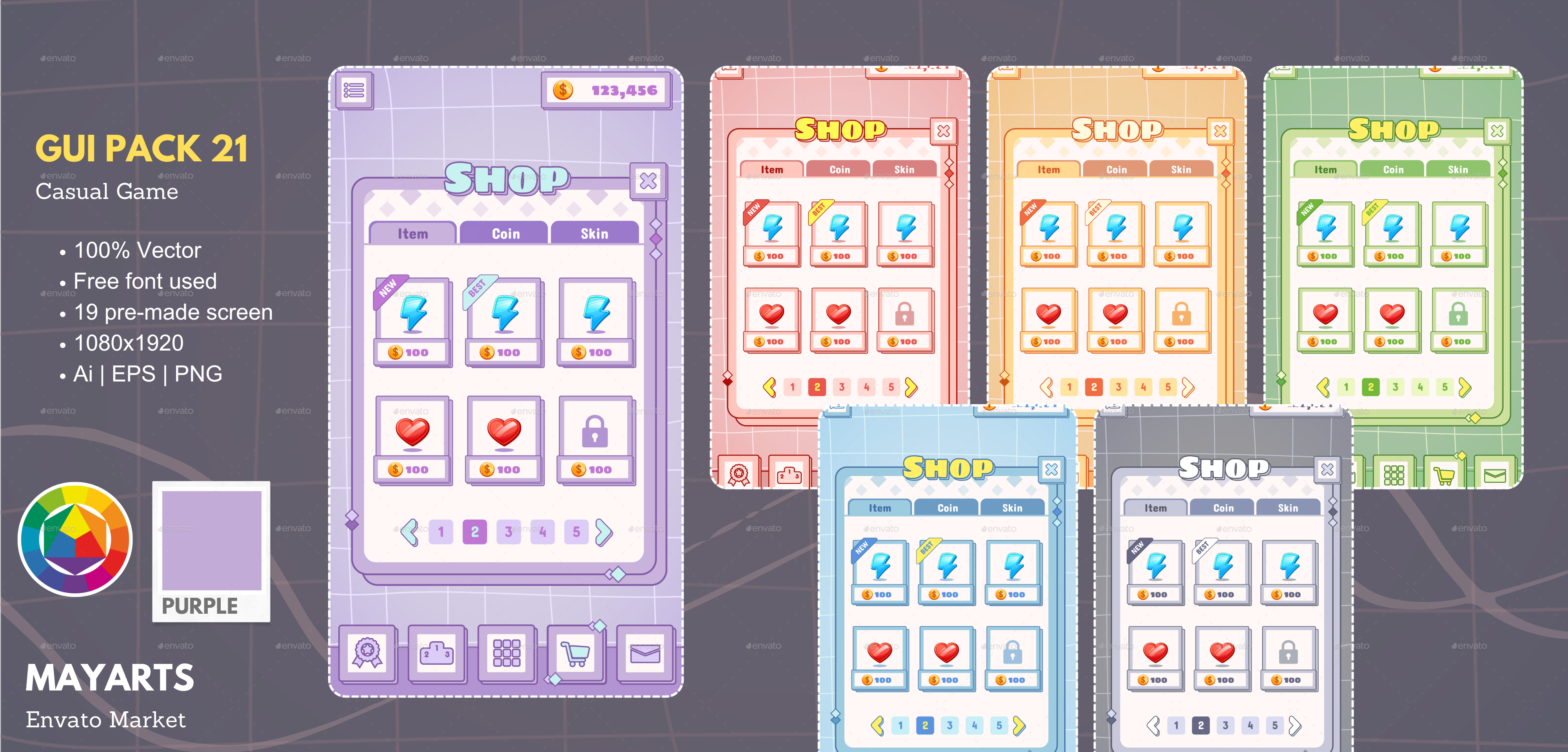 Casual Game - GUI Pack 21, Game Assets | GraphicRiver