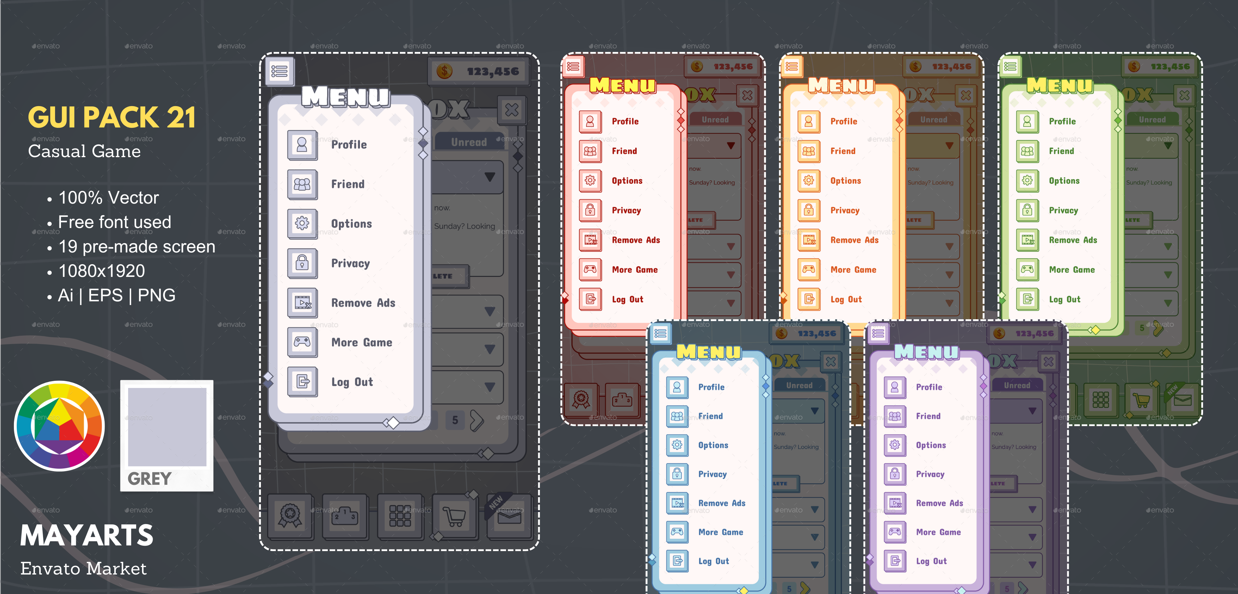 Casual Game - GUI Pack 21, Game Assets | GraphicRiver