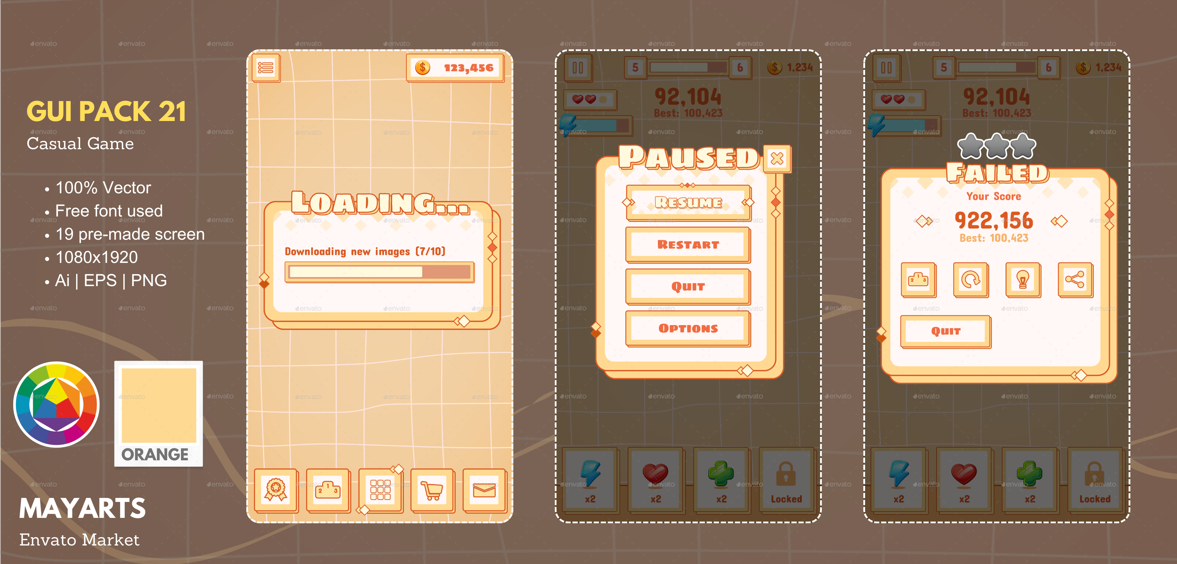 Casual Game - GUI Pack 21, Game Assets | GraphicRiver