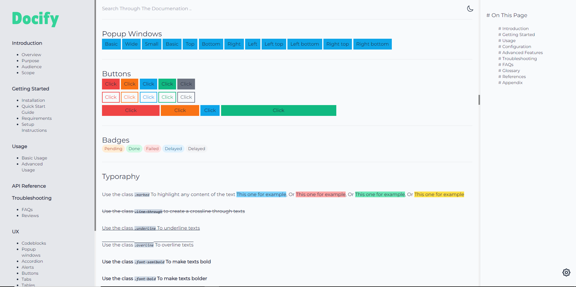 Docify - Streamlined HTML Template For Technical Documentation by DannsScripts