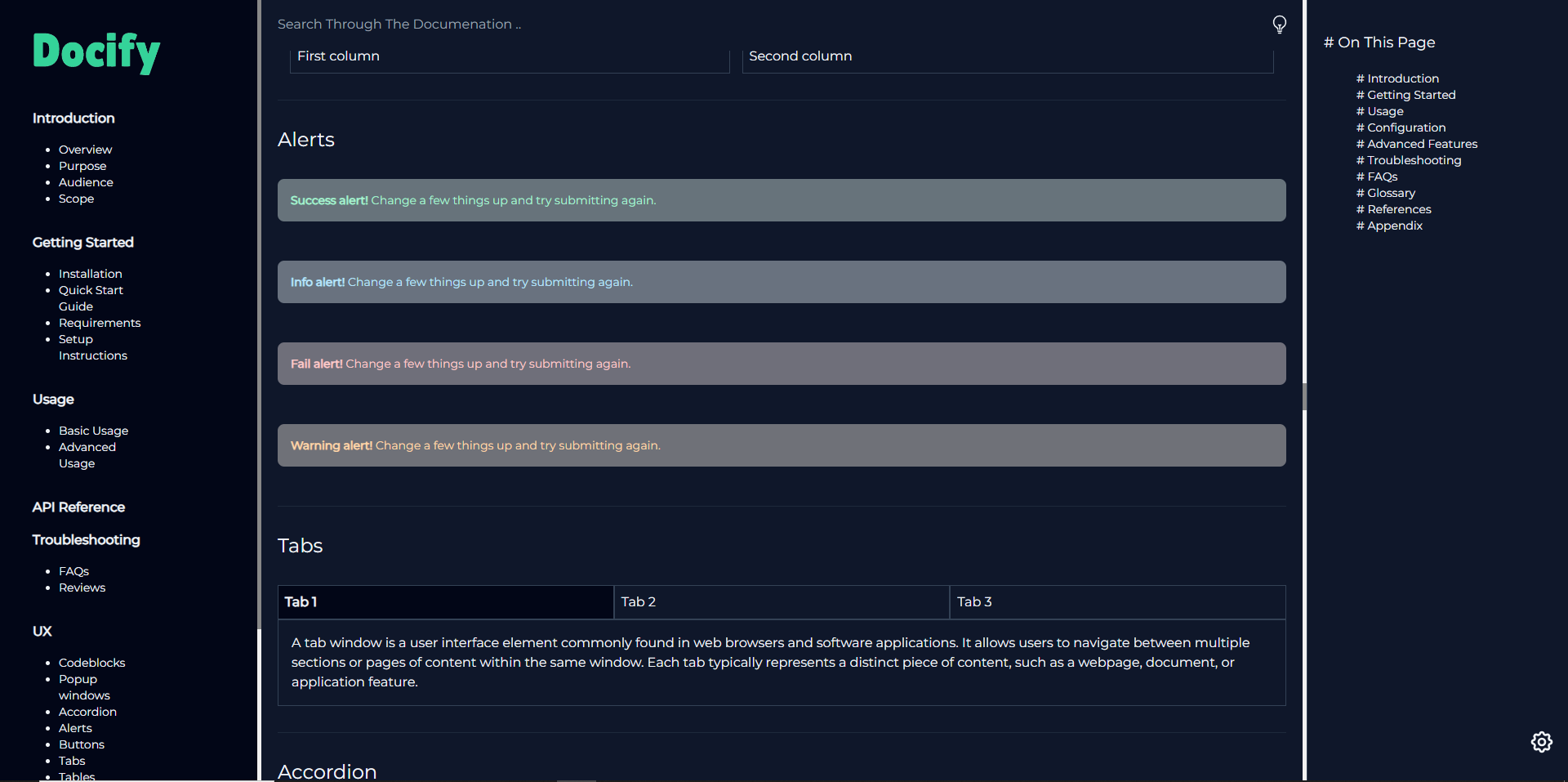 Docify - Streamlined HTML Template For Technical Documentation by DannsScripts