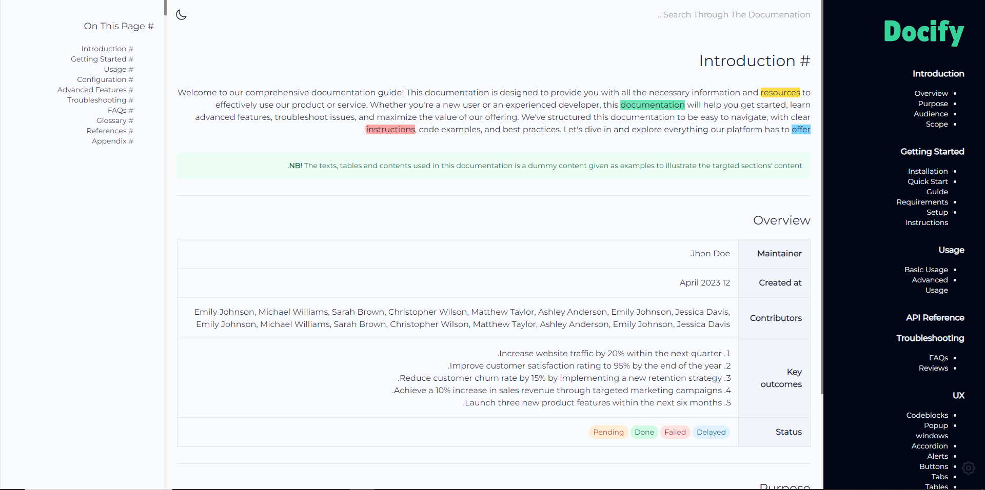 Docify - Streamlined HTML Template For Technical Documentation by DannsScripts