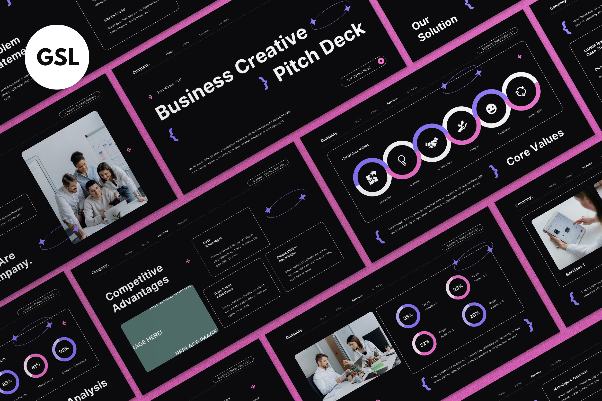 Black Purple Modern Business Creative Pitch Deck Presentation Google ...