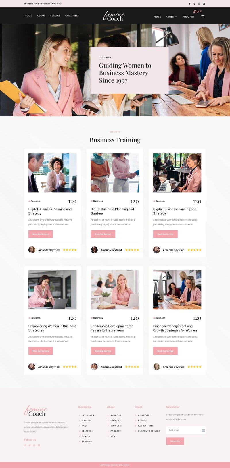 Femine - Feminine Business Coach Elementor Template Kit by Design_8