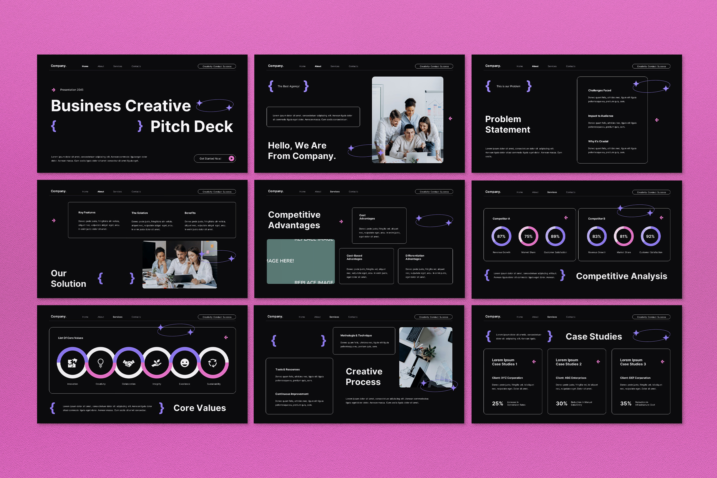 Black Purple Modern Business Creative Pitch Deck Presentation PPT ...