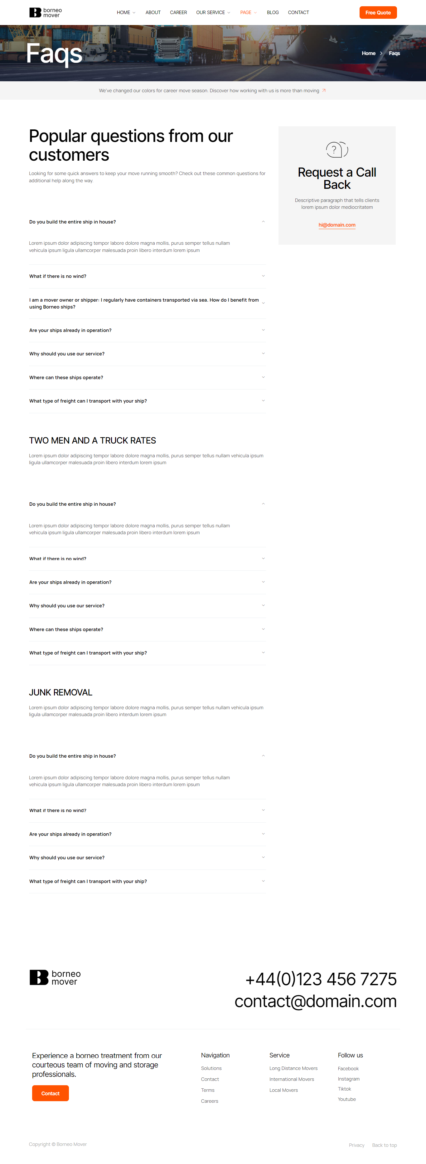 Borneo - Movers & Packers Elementor Pro Template Kit by imoodev | ThemeForest