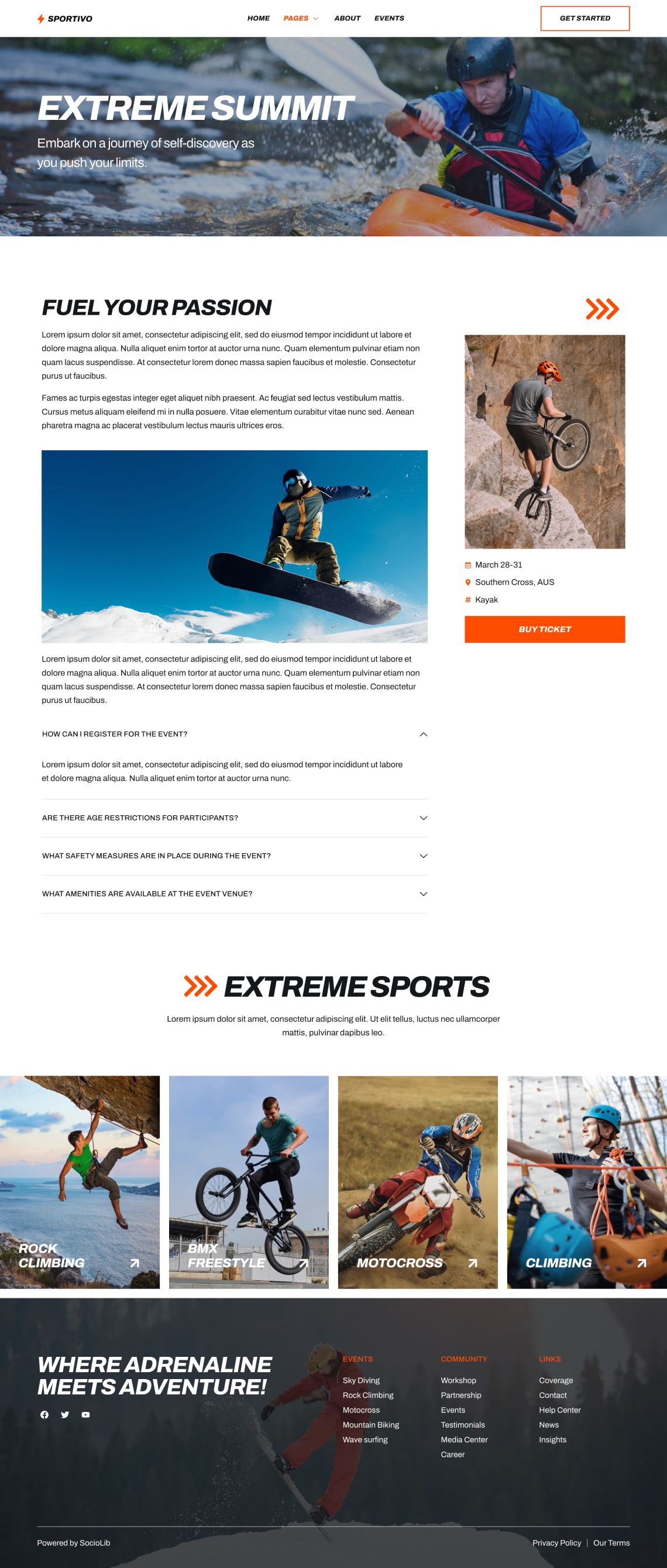 Sportivo - Extreme Sports Club & Community Elementor Template Kit by ...