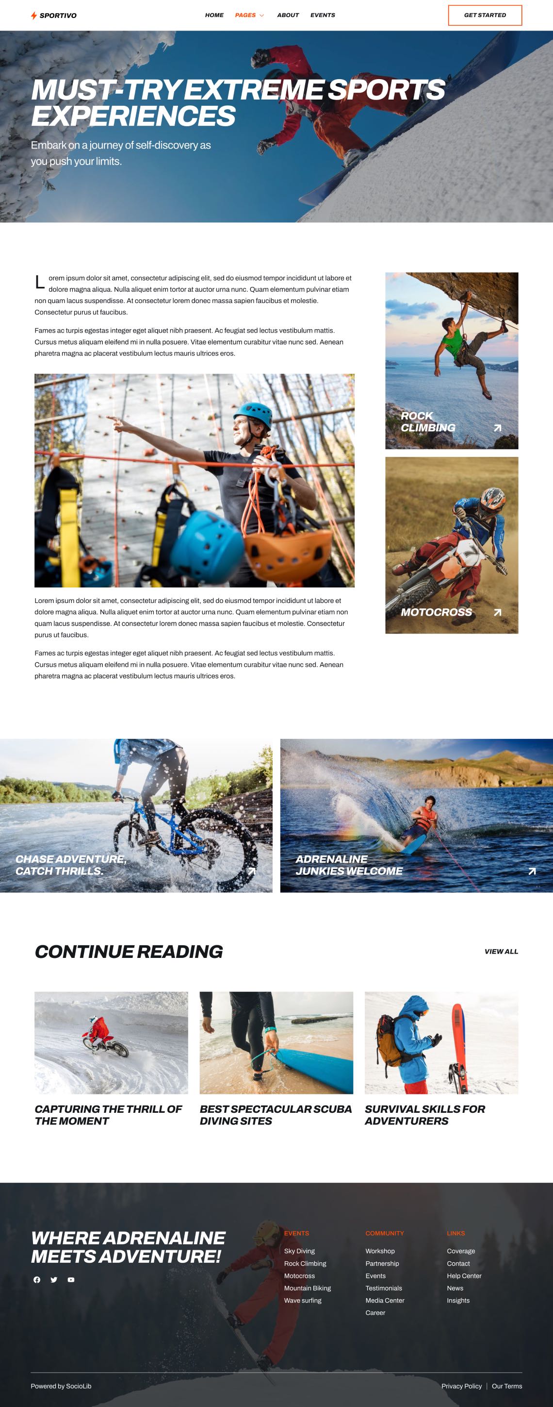 Sportivo - Extreme Sports Club & Community Elementor Template Kit by ...