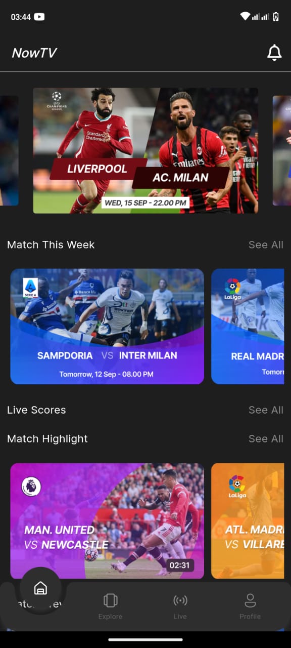 DynamicSports - Sports Streaming App UI KIT Flutter by Tekwrist ...