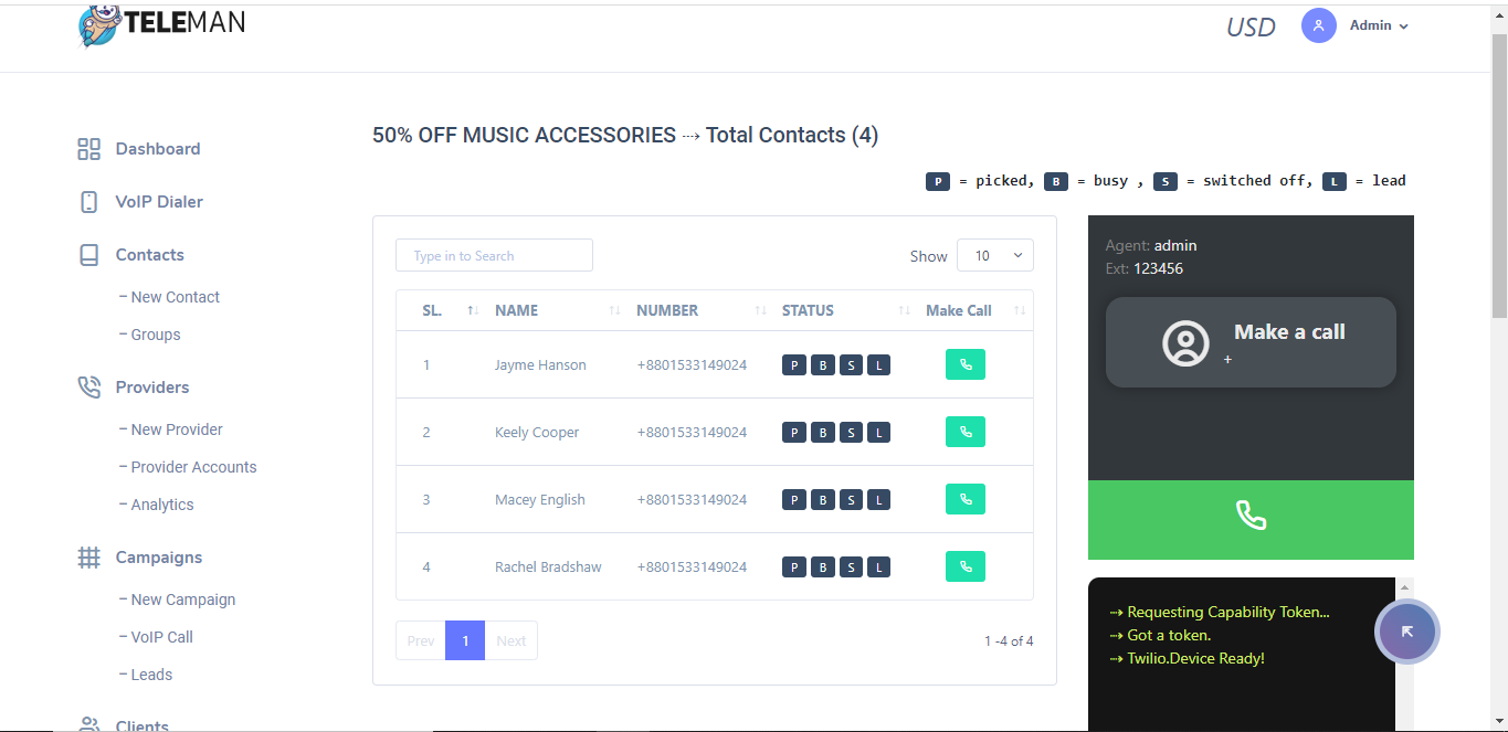 Teleman - Telemarketing & Voice Calling SaaS Application by thecodestudio