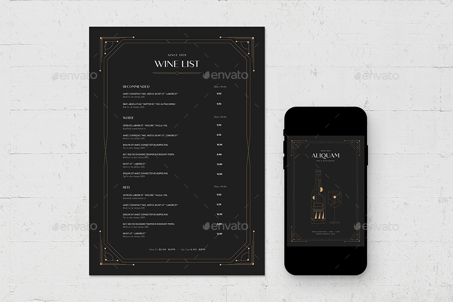 Wine List Template, Print Templates | GraphicRiver