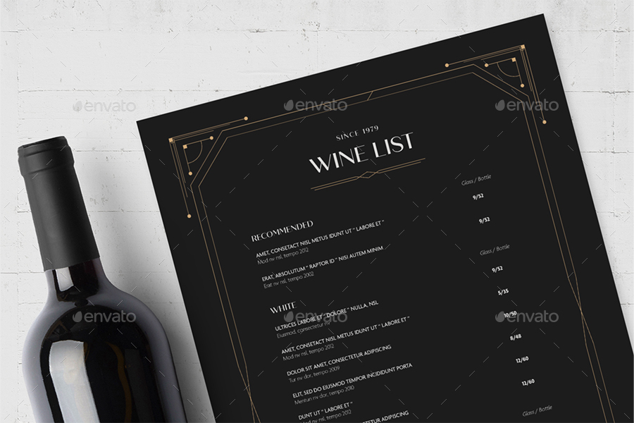 Wine List Template, Print Templates | GraphicRiver
