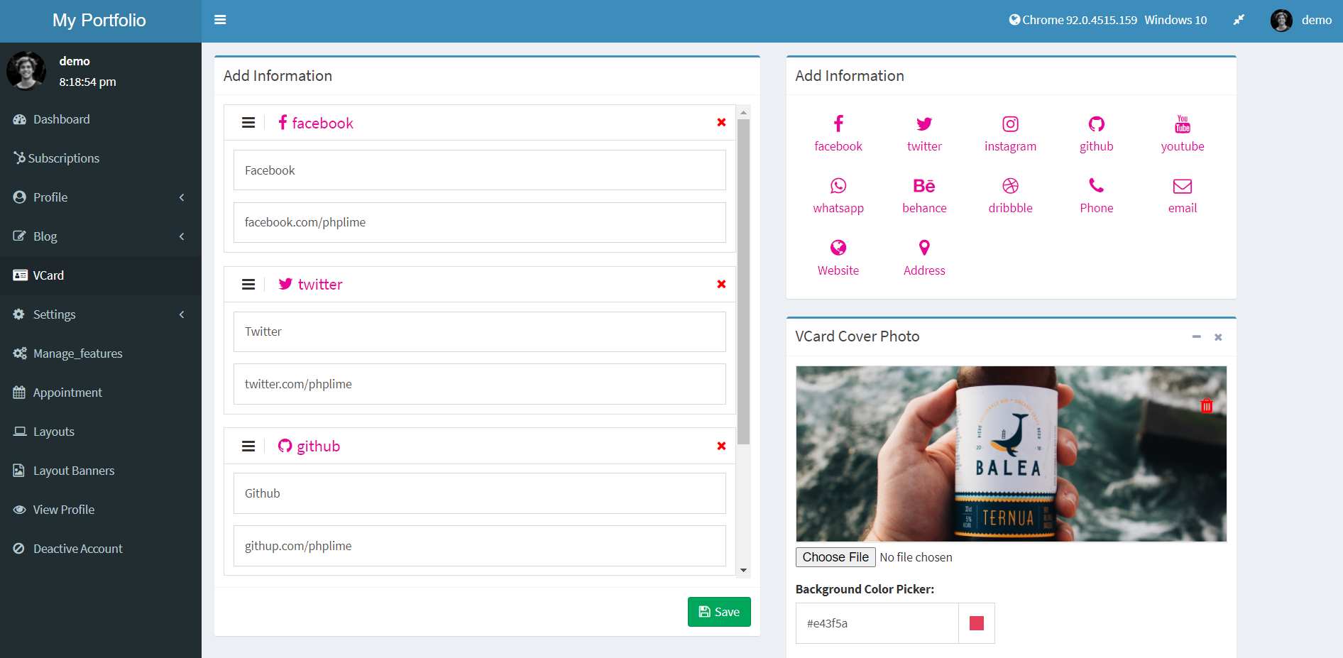 Mop - SaaS vCard / Portfolio / Resume / Digital Business card by phplime