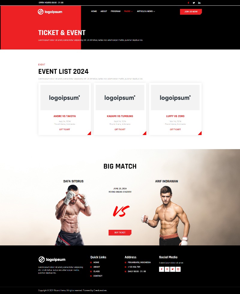 Round Arena - Boxing Club Elementor Template Kit by creedcreatives